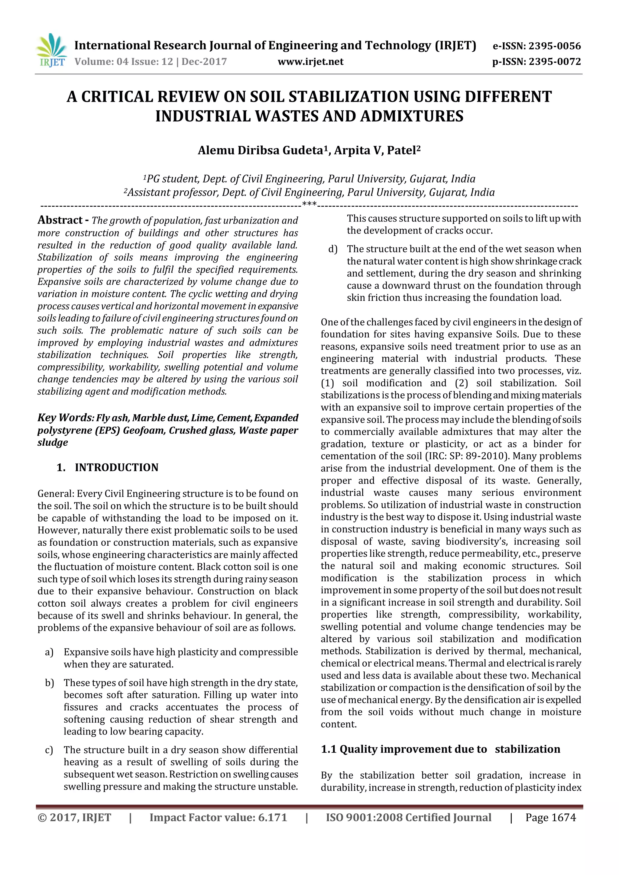 A Critical Review on Soil Stabilization using Different Industrial ...