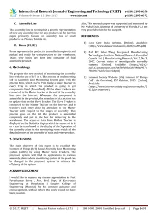 Incorporation of IoT in Assembly Line Monitoring System | PDF