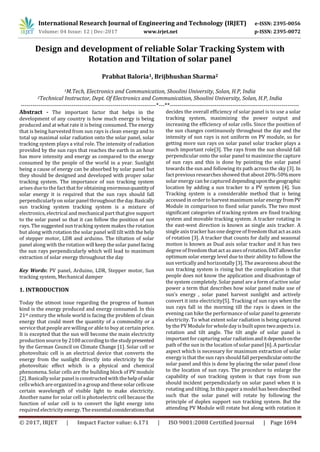 Design and Development of Reliable Solar Tracking System with Rotation ...