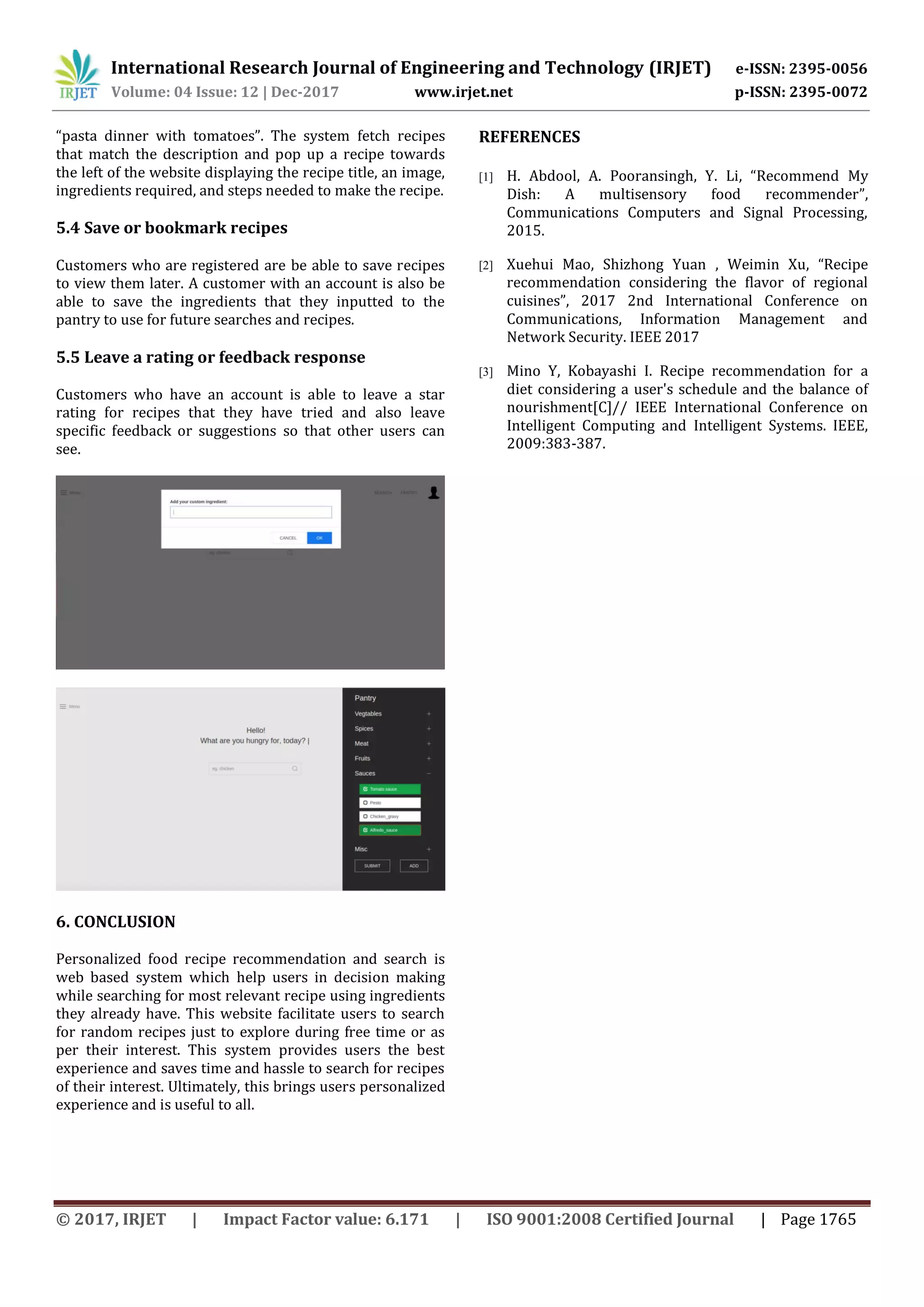 Personalized Food Recipe Recommendation and Search | PDF