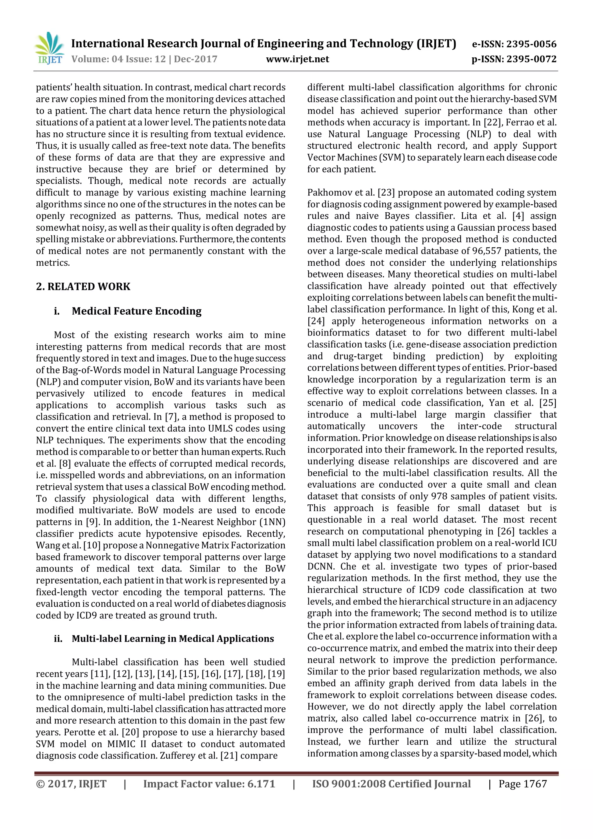 Disease detection for multilabel big dataset using MLAM, Naive Bayes, Adaboost Classification | PDF