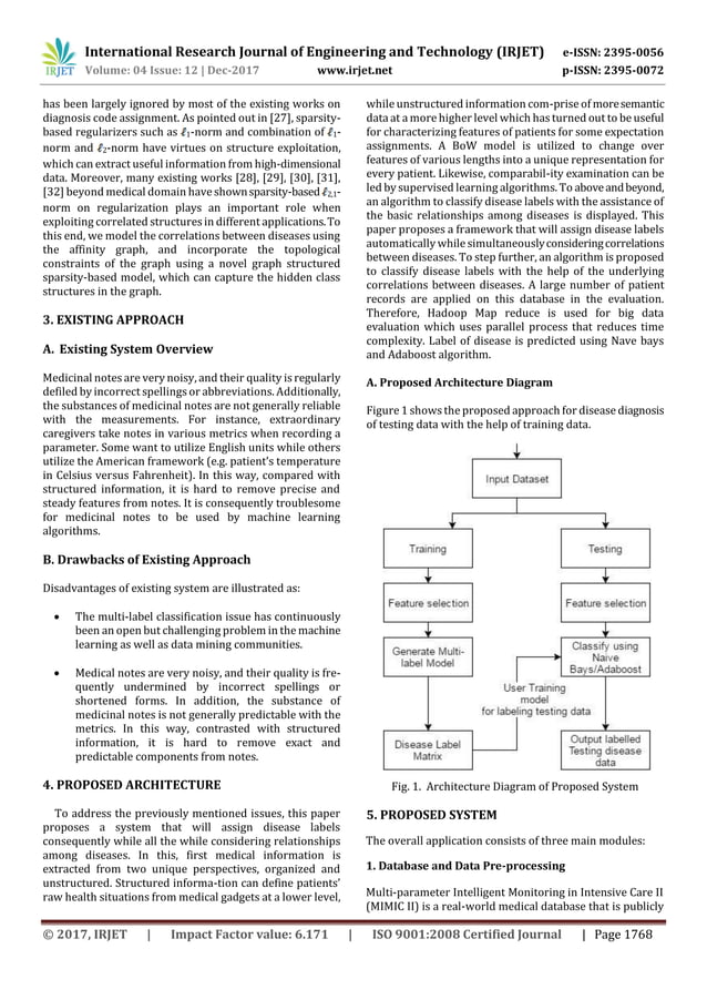 Disease detection for multilabel big dataset using MLAM, Naive Bayes, Adaboost Classification | PDF