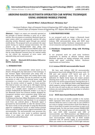 Arduino Based Bluetooth Operated Car Wiping Technique using Android Mobile Phone | PDF