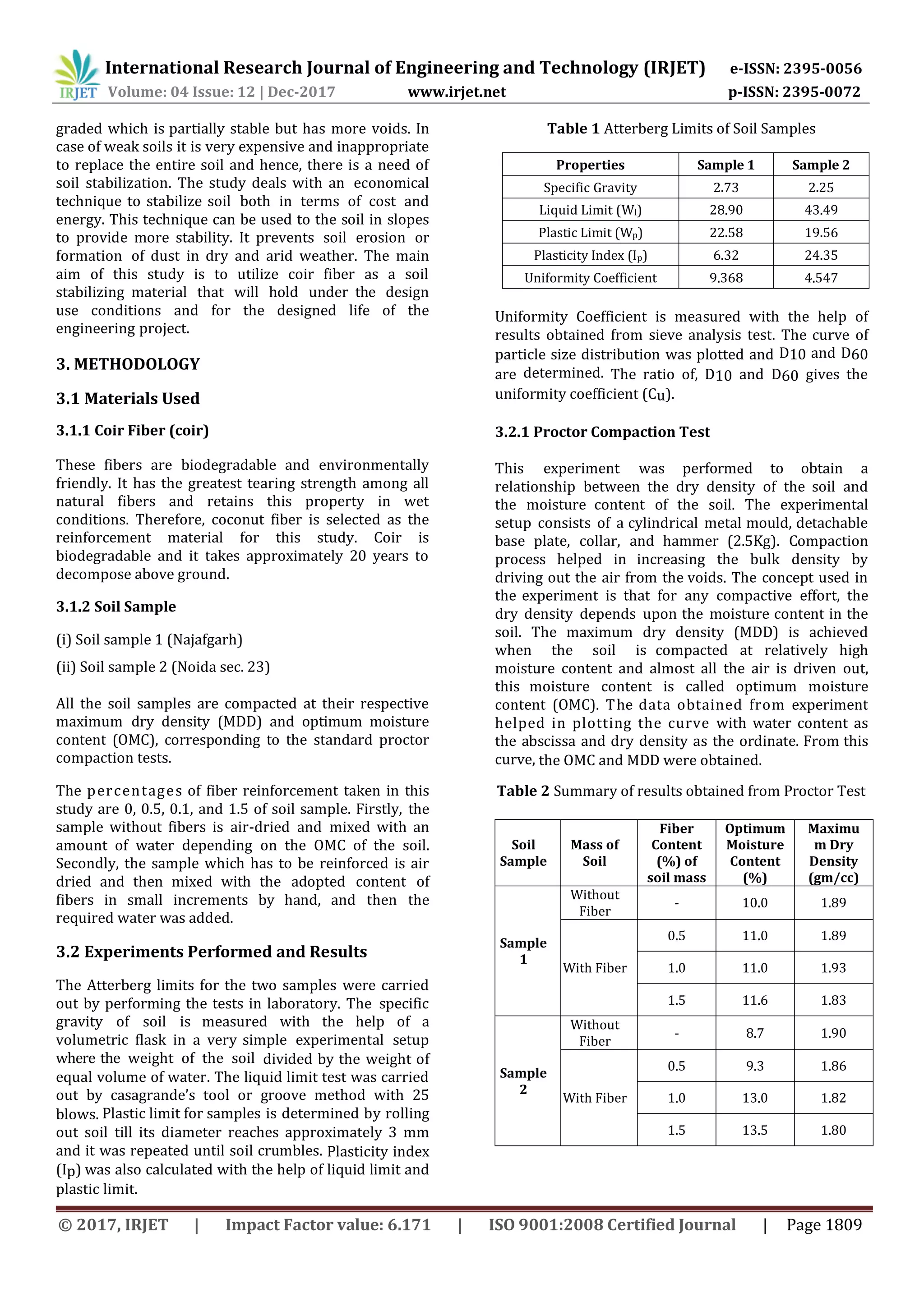 Soil Stabilization using Natural Fiber Coir | PDF Soil Stabilization using Natural Fiber Coir | PDF