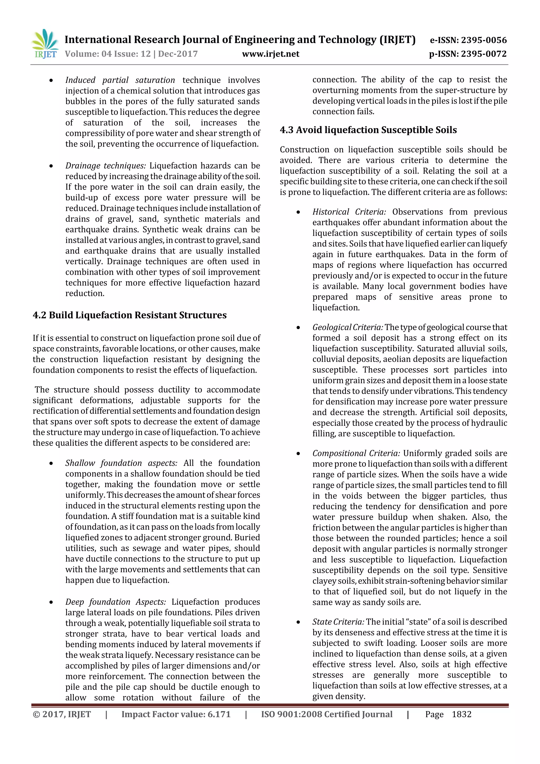 A Discussion of Liquefaction Mitigation Methods | PDF