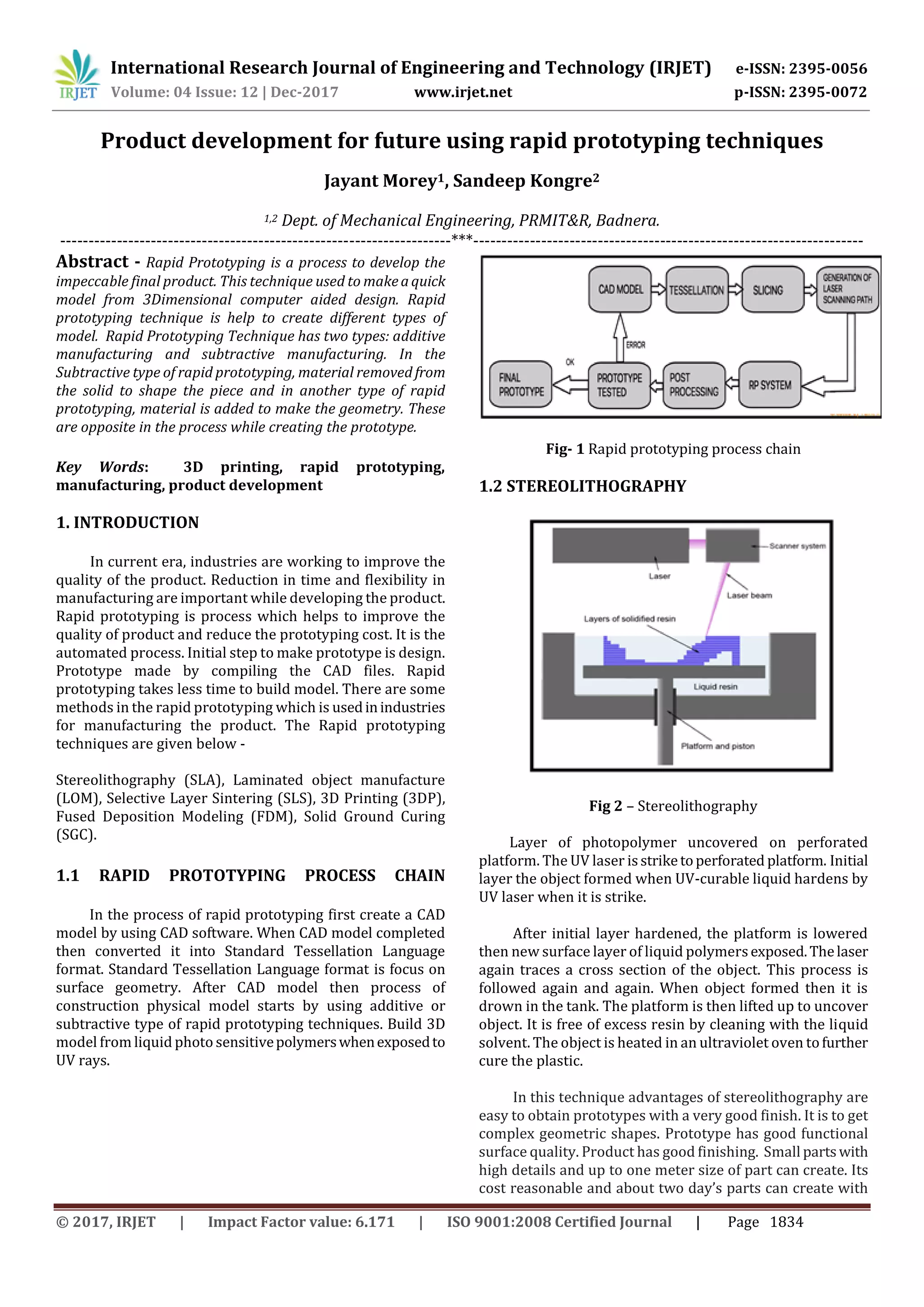 Product Development for Future using Rapid Prototyping Techniques | PDF