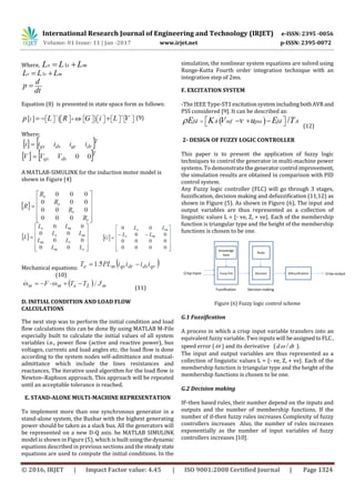 Fuzzy logic controller for synchronous generators in a stand-alone multi-machine power system | PDF