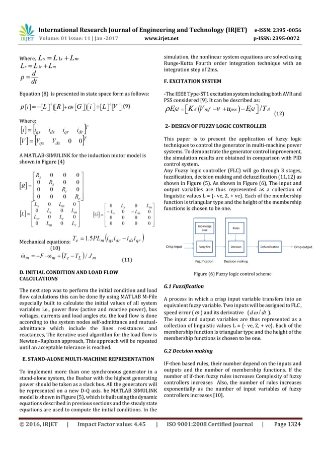 Fuzzy Logic Controller For Synchronous Generators In A Stand Alone Multi Machine Power System Pdf