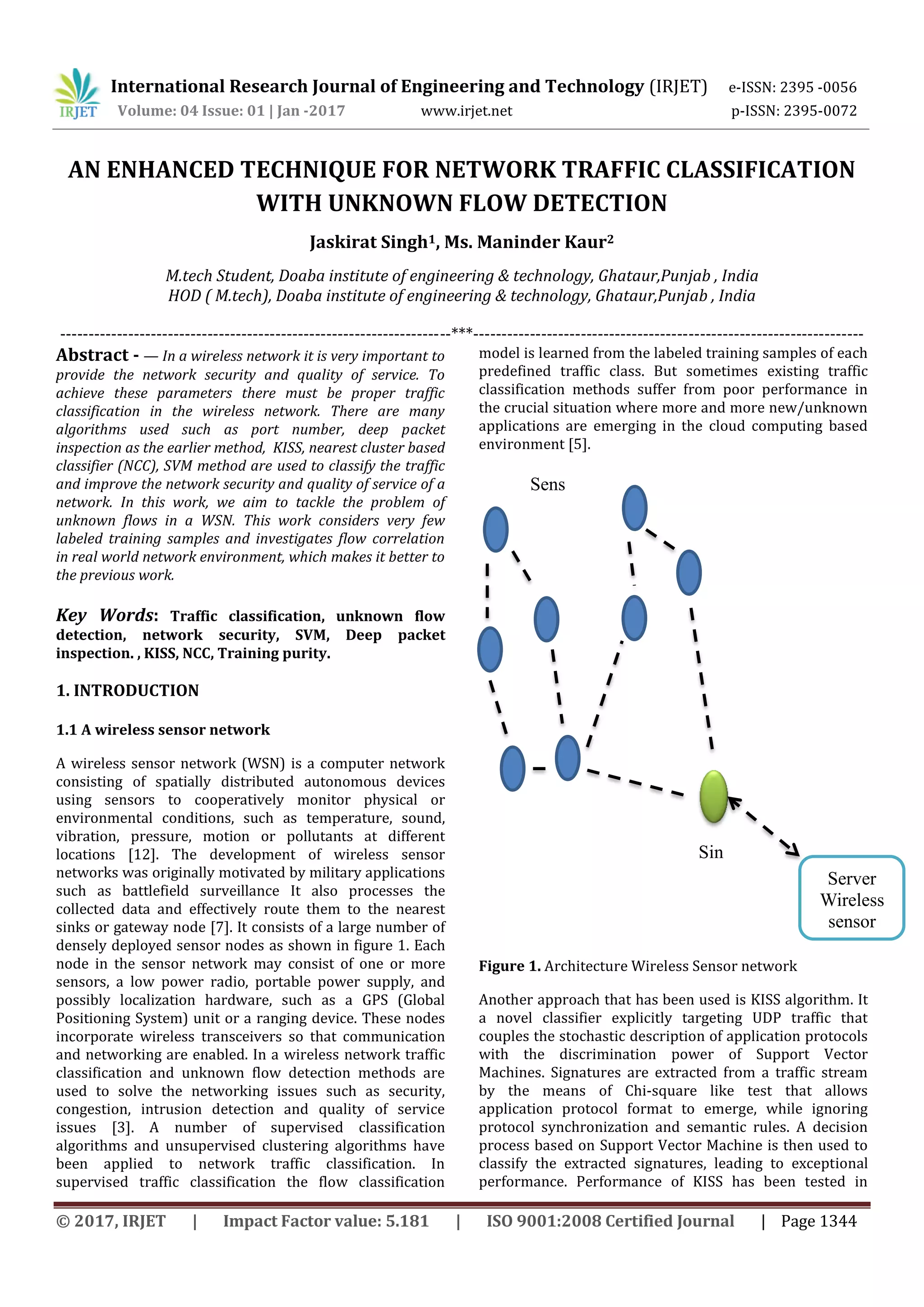 An Enhanced Technique For Network Traffic Classification With Unknown Flow Detection Pdf