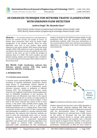 An Enhanced Technique for Network Traffic Classification with unknown Flow Detection | PDF