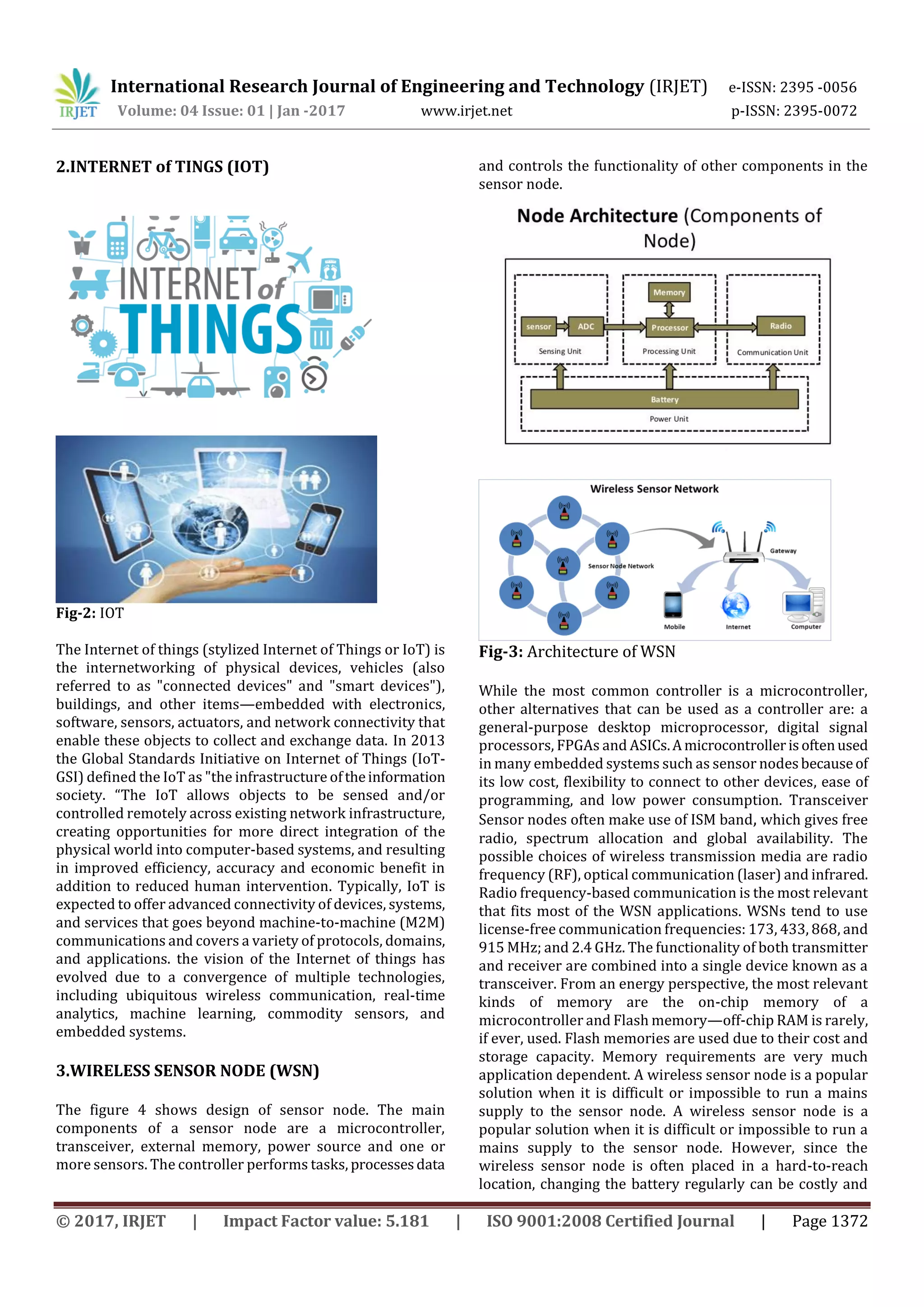 Environmental Monitoring using Wireless Sensor Networks (WSN) based on IOT. | PDF