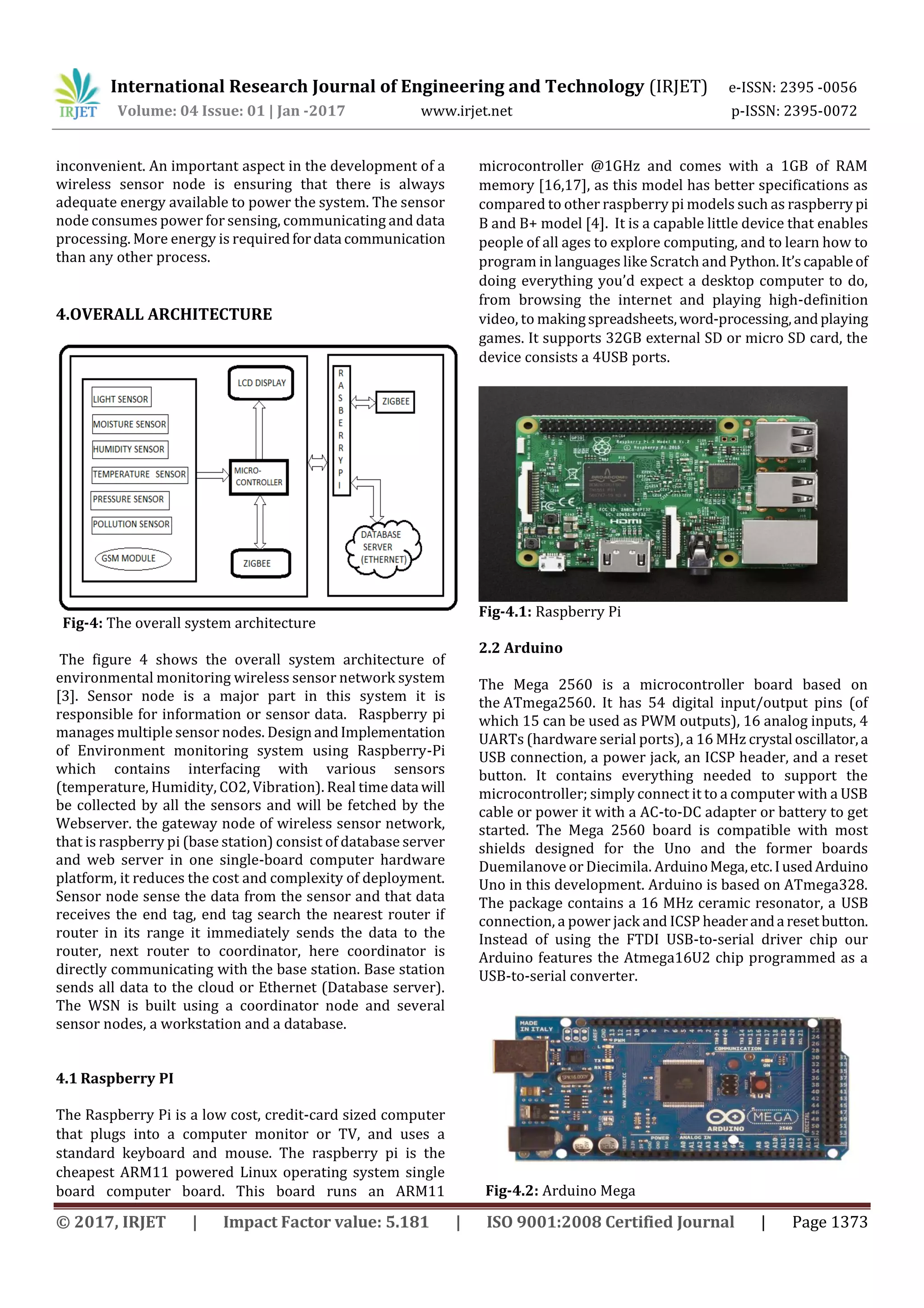 Environmental Monitoring using Wireless Sensor Networks (WSN) based on IOT. | PDF