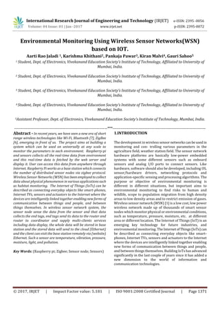 Environmental Monitoring using Wireless Sensor Networks (WSN) based on IOT. | PDF