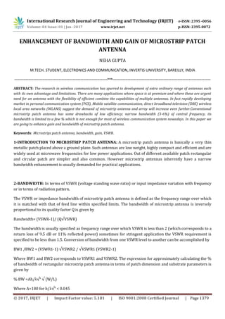 Enhancement Of Bandwidth and Gain Of Microstrip Patch Antenna | PDF | Physics | Science