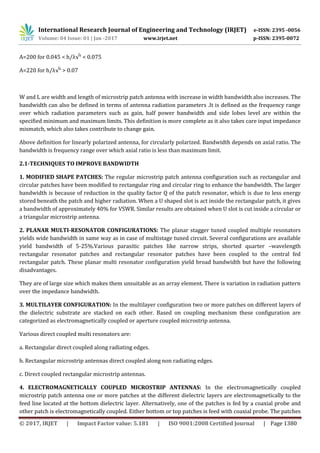 Enhancement Of Bandwidth and Gain Of Microstrip Patch Antenna | PDF | Physics | Science