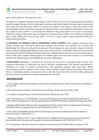 Enhancement Of Bandwidth and Gain Of Microstrip Patch Antenna | PDF | Physics | Science