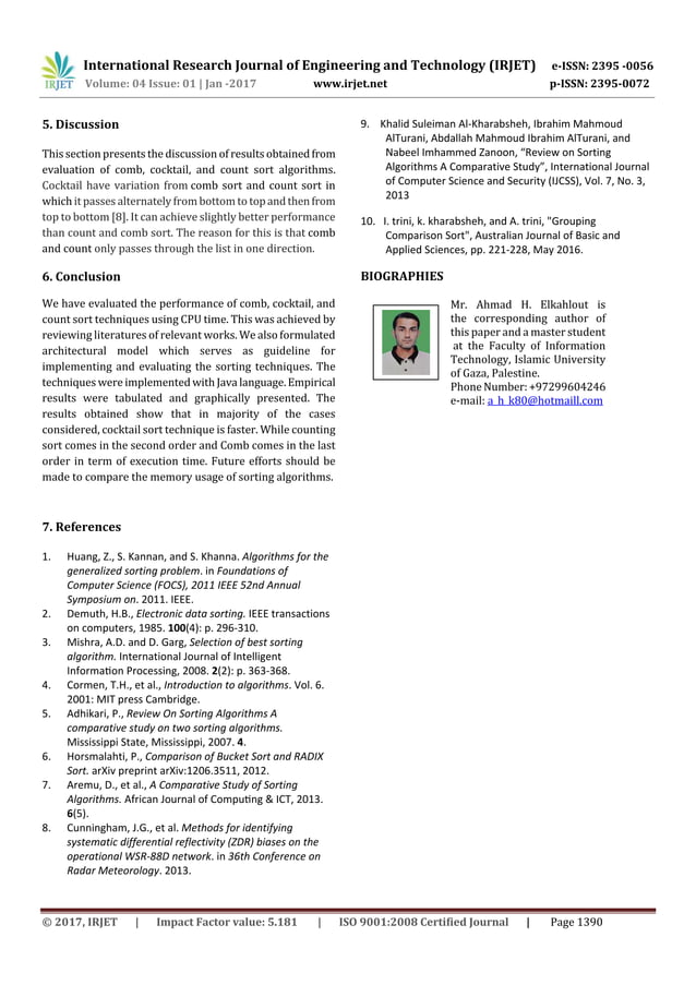 A comparative Study of Sorting Algorithms Comb, Cocktail and Counting ...