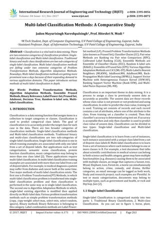 Multi-label Classification Methods: A Comparative Study | PDF