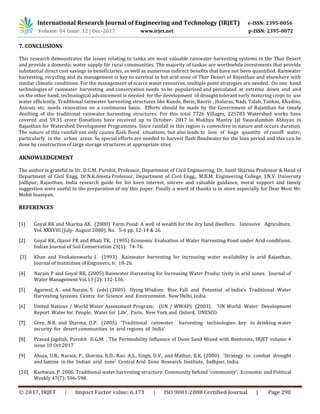 Rain Water Harvesting through Tanka in Western Rajasthan | PDF