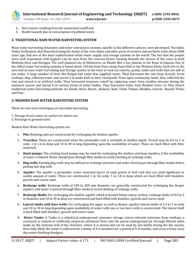 Rain Water Harvesting through Tanka in Western Rajasthan | PDF