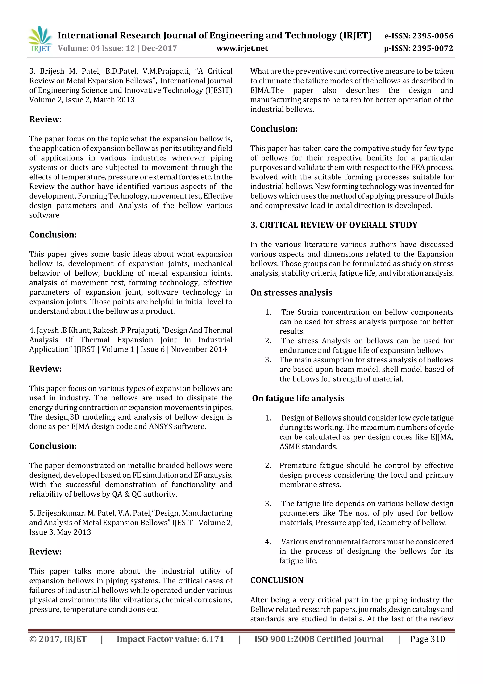 A critical Review of Expansion Bellow | PDF