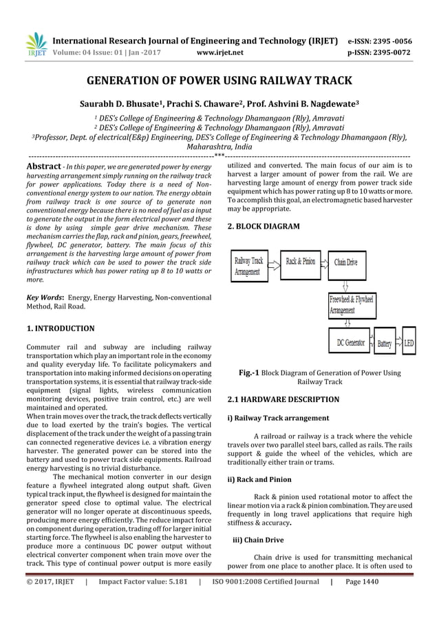 Generation Of Power using Railway Track | PDF | Rail Travel | Travel Type