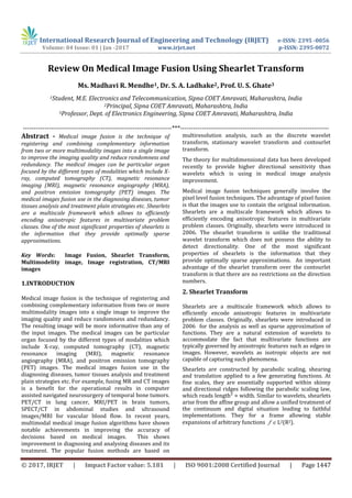 Review on Medical Image Fusion using Shearlet Transform | PDF
