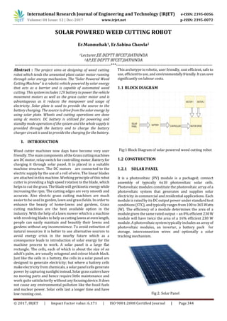 Solar Powered Weed Cutting Robot | PDF