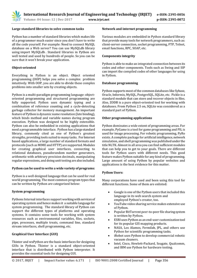 Python The Fastest Growing Programming Language Pdf