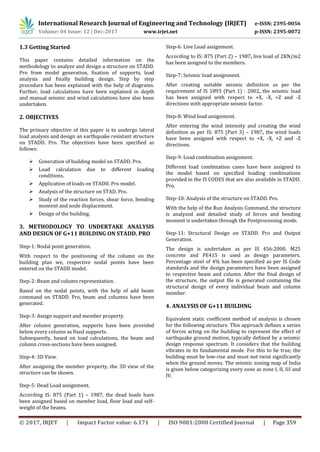 Analysis And Design Of An Earthquake Resistant Structure Using Stadd
