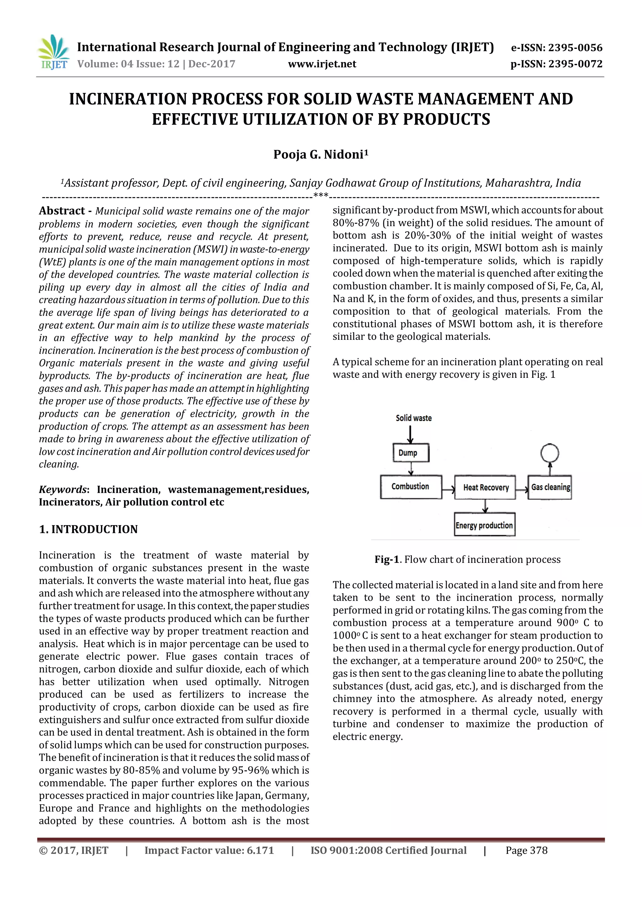 Incineration Process for Solid Waste Management and Effective ...