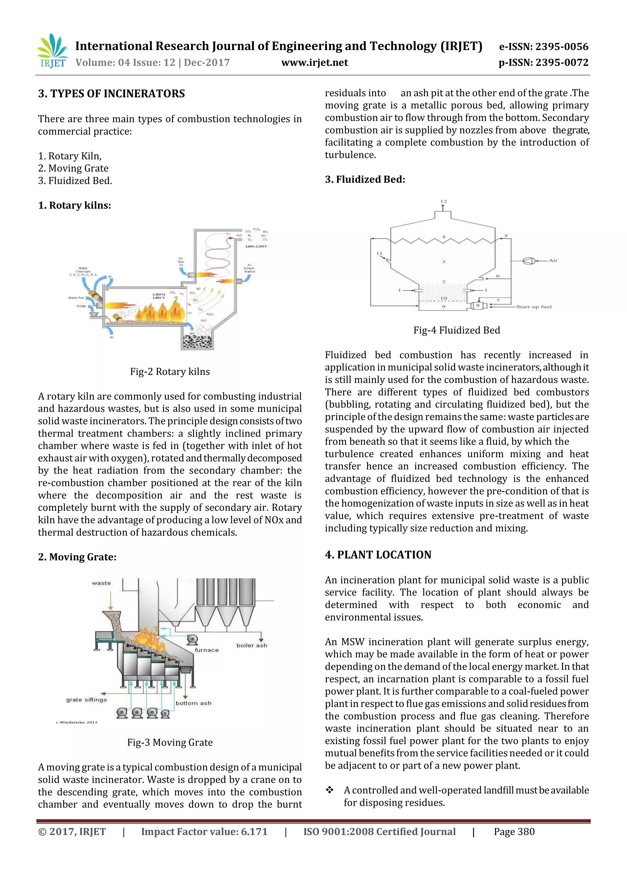 Incineration Process for Solid Waste Management and Effective Utilization of by Products | PDF