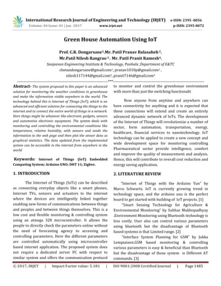 Green House Automation using IoT | PDF
