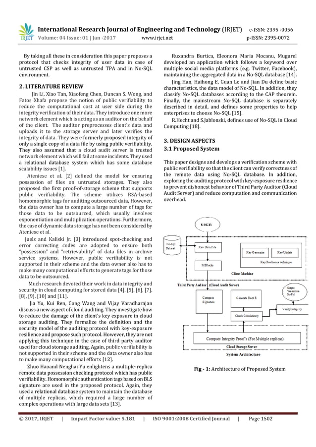 Implementing Proof Of Retriavaibility For Multiple Replica Of Data File Using No Sql Database Pdf
