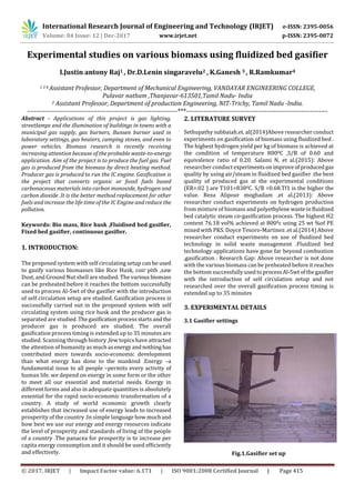 Experimental Studies on Various Biomass using Fluidized Bed Gasifier | PDF