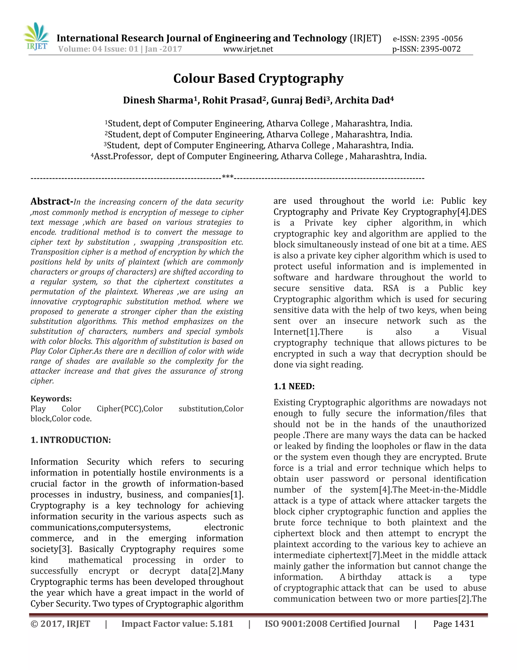 Colour Based Cryptography | PDF