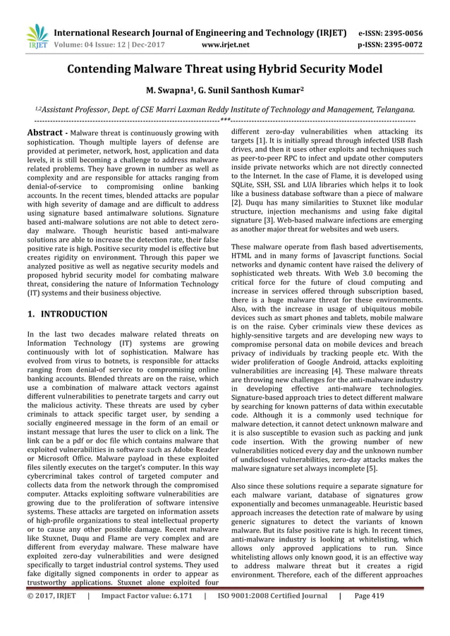 Contending Malware Threat using Hybrid Security Model | PDF | Antivirus Software | Computer ...