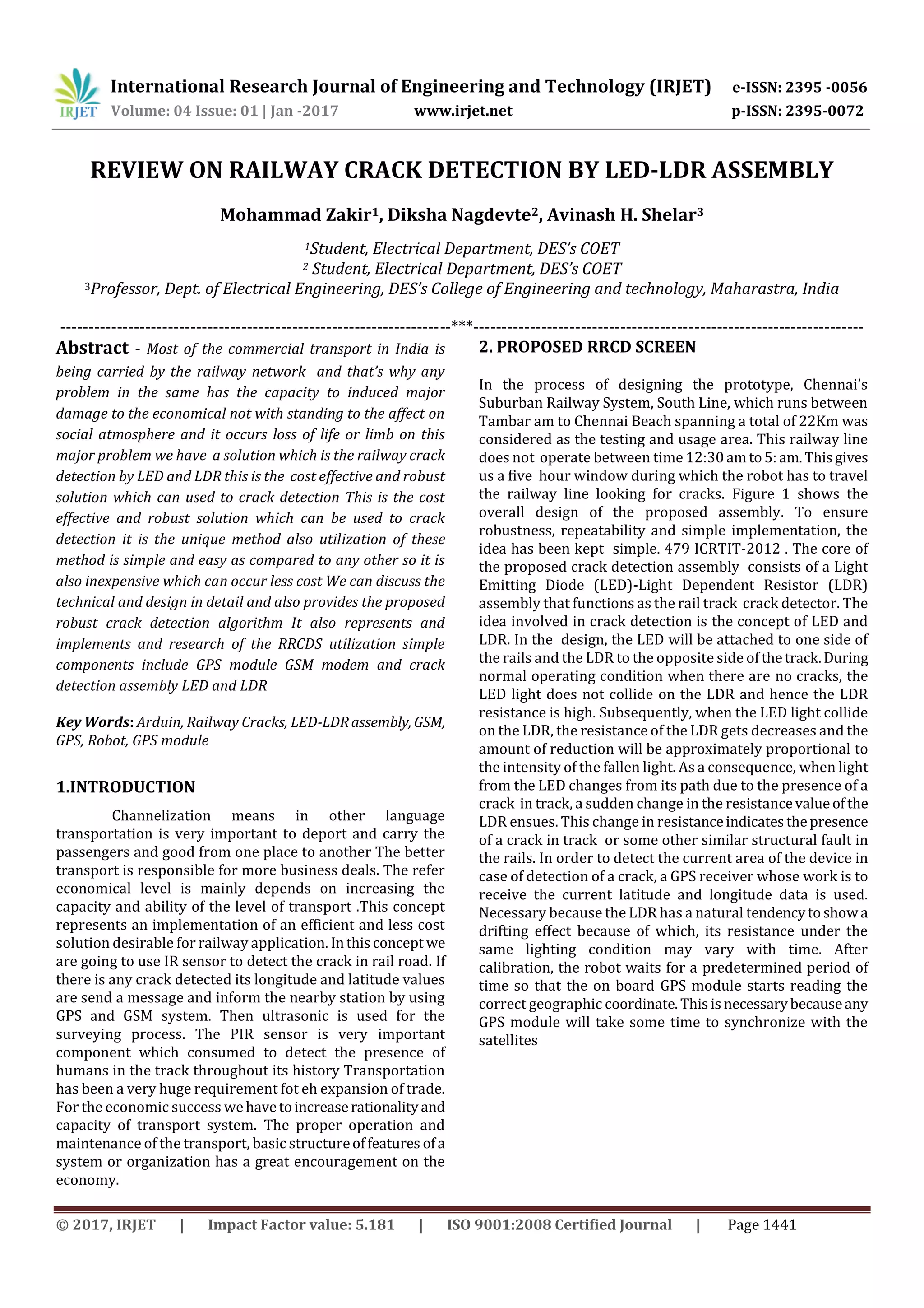Review on Railway crack detection by LED-LDR assembly | PDF | Rail Travel | Travel Type