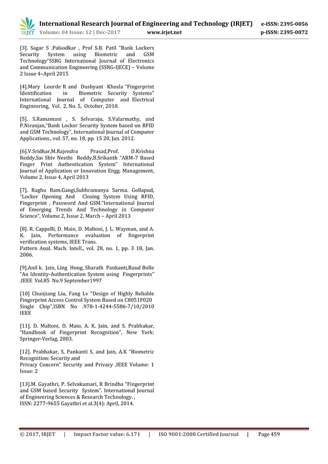 Advanced Security System For Bank Lockers Using Biometric And Gsm Pdf