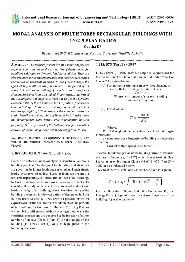 Modal analysis of multistorey rectangular buildings with 1:2:2.5 plan ...