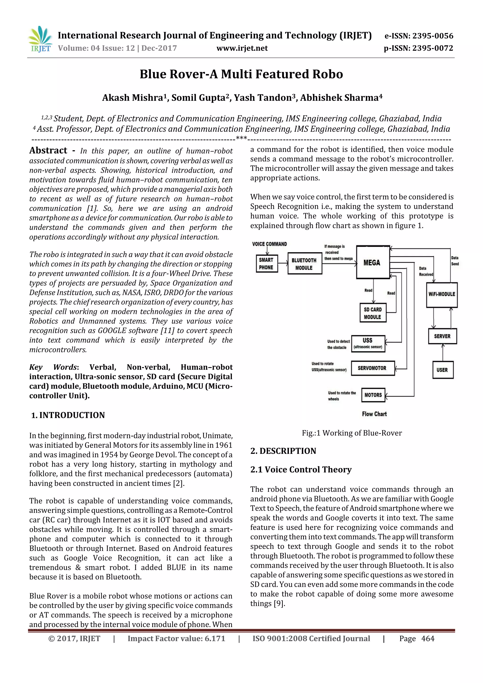 Blue Rover-A Multi Featured Robo | PDF