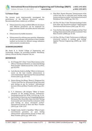 Experimental Investigation of Pool Boiling Enhancement on Different Structured Surfaces | PDF