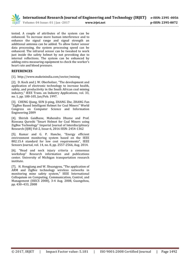 IoT based Smart Helmet for unsafe event detection for mining industry | PDF