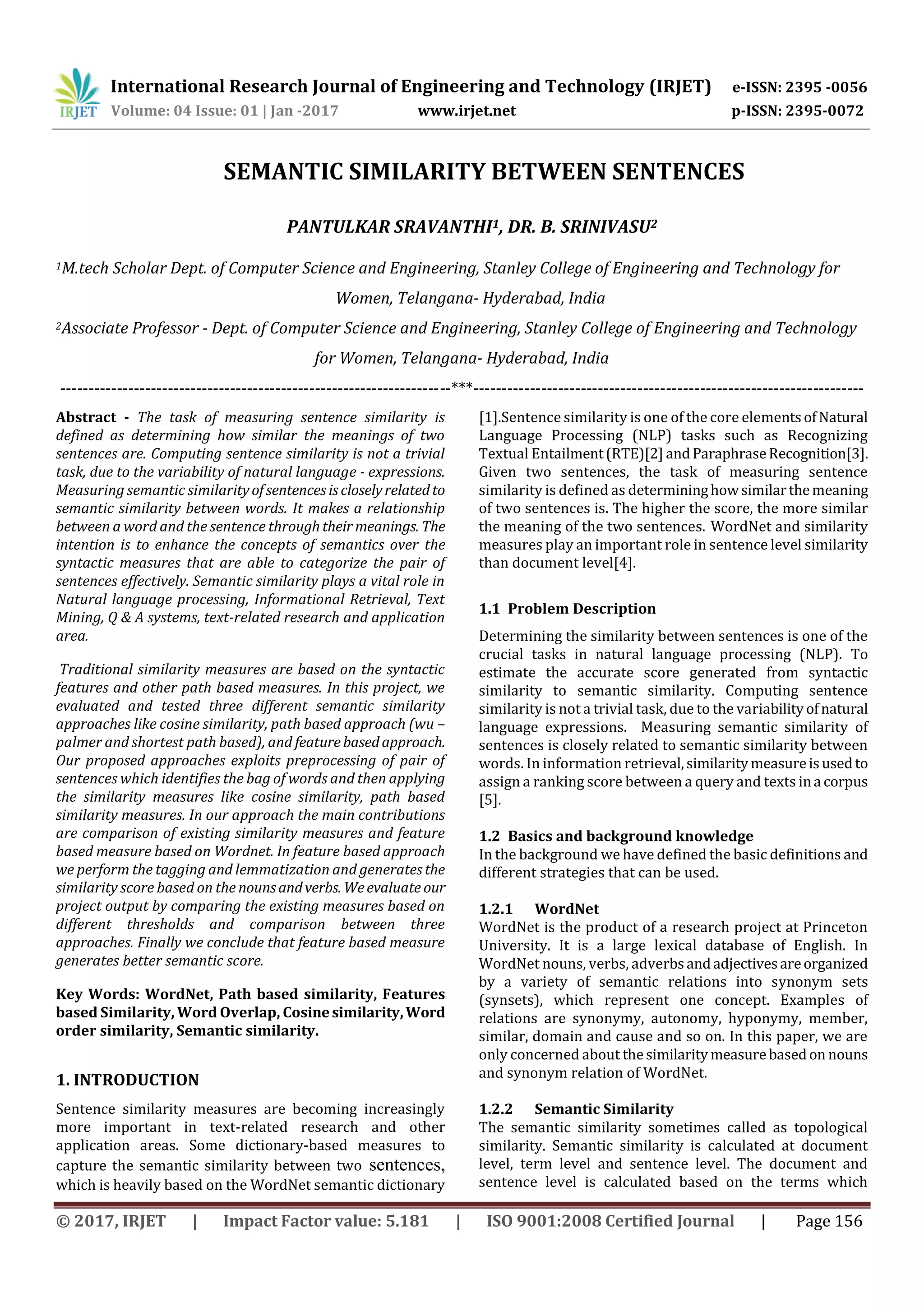 Semantic Similarity Between Sentences | PDF Semantic Similarity Between Sentences | PDF