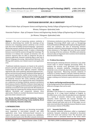 Semantic Similarity Between Sentences | PDF