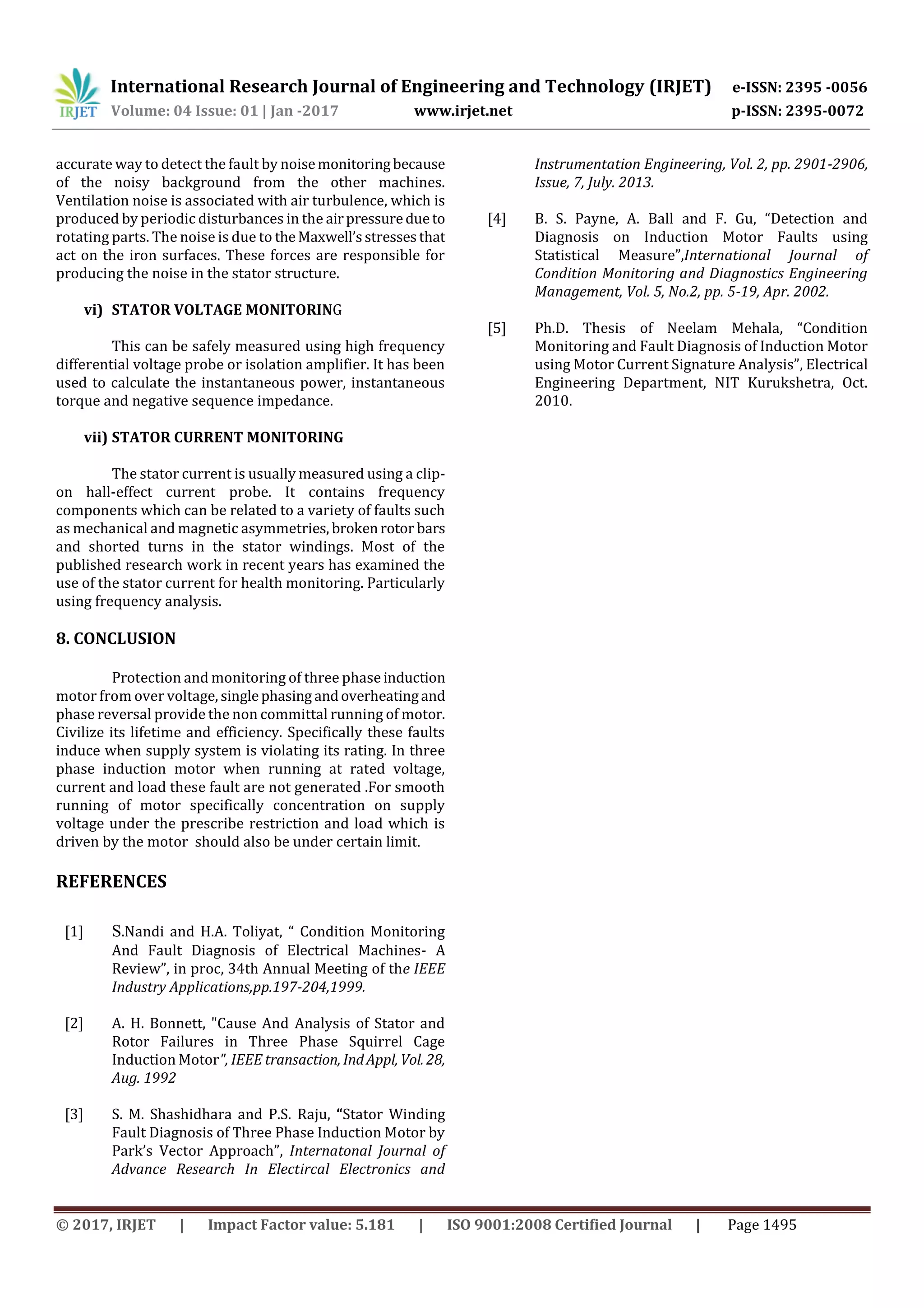 Protection And Monitoring Of Three Phase Induction Motor From Over