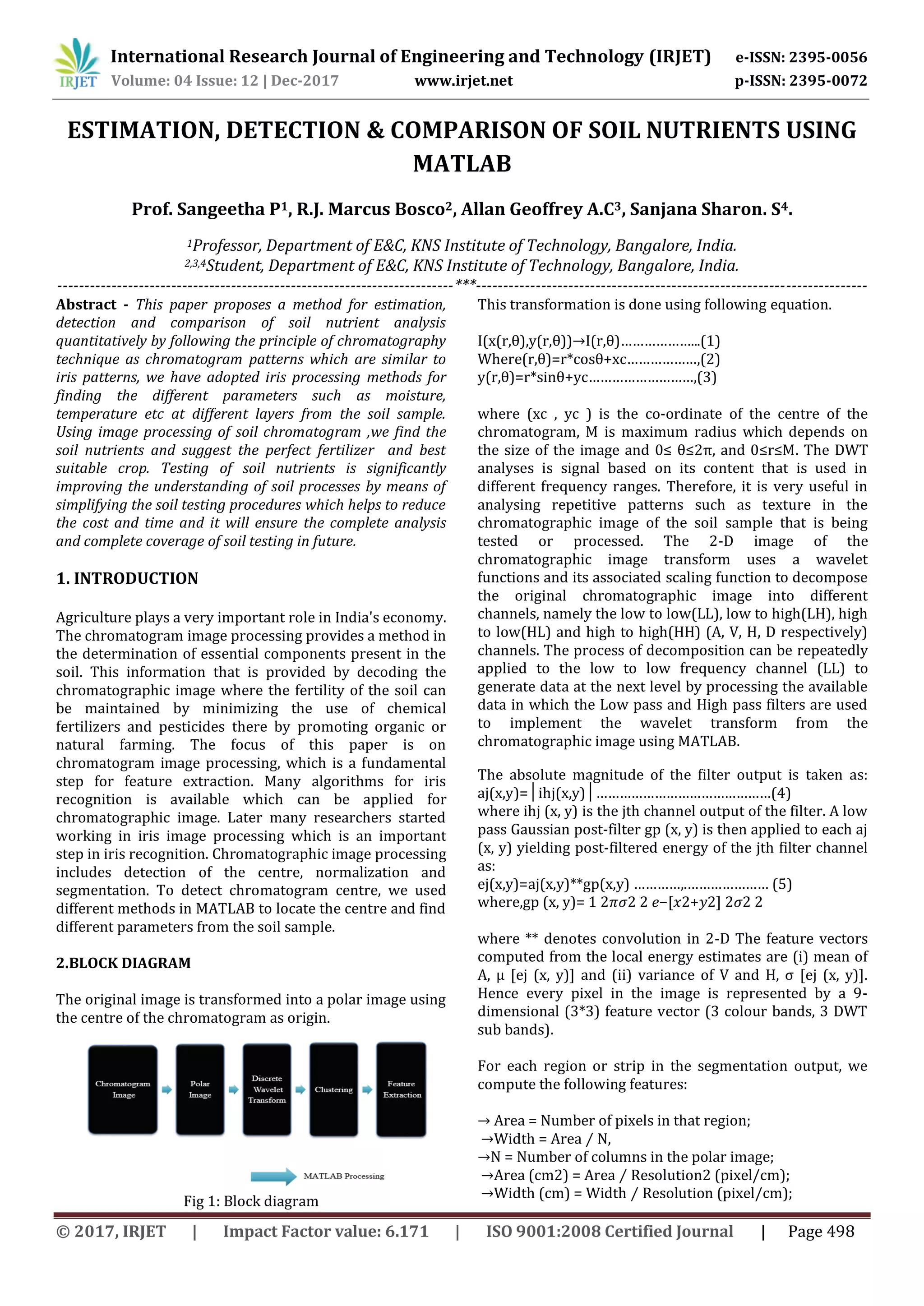 Estimation, Detection & Comparison of Soil Nutrients using Matlab | PDF