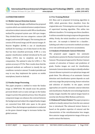 Various cataract detection methods-A survey | PDF