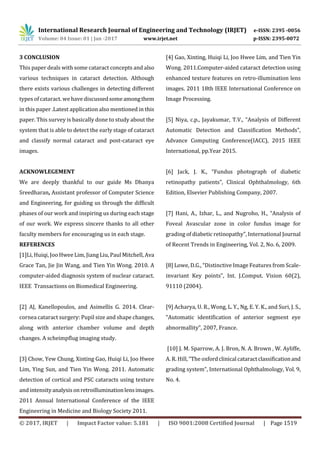 Various cataract detection methods-A survey | PDF