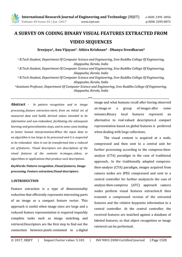 A survey on coding binary visual features extracted from video ...